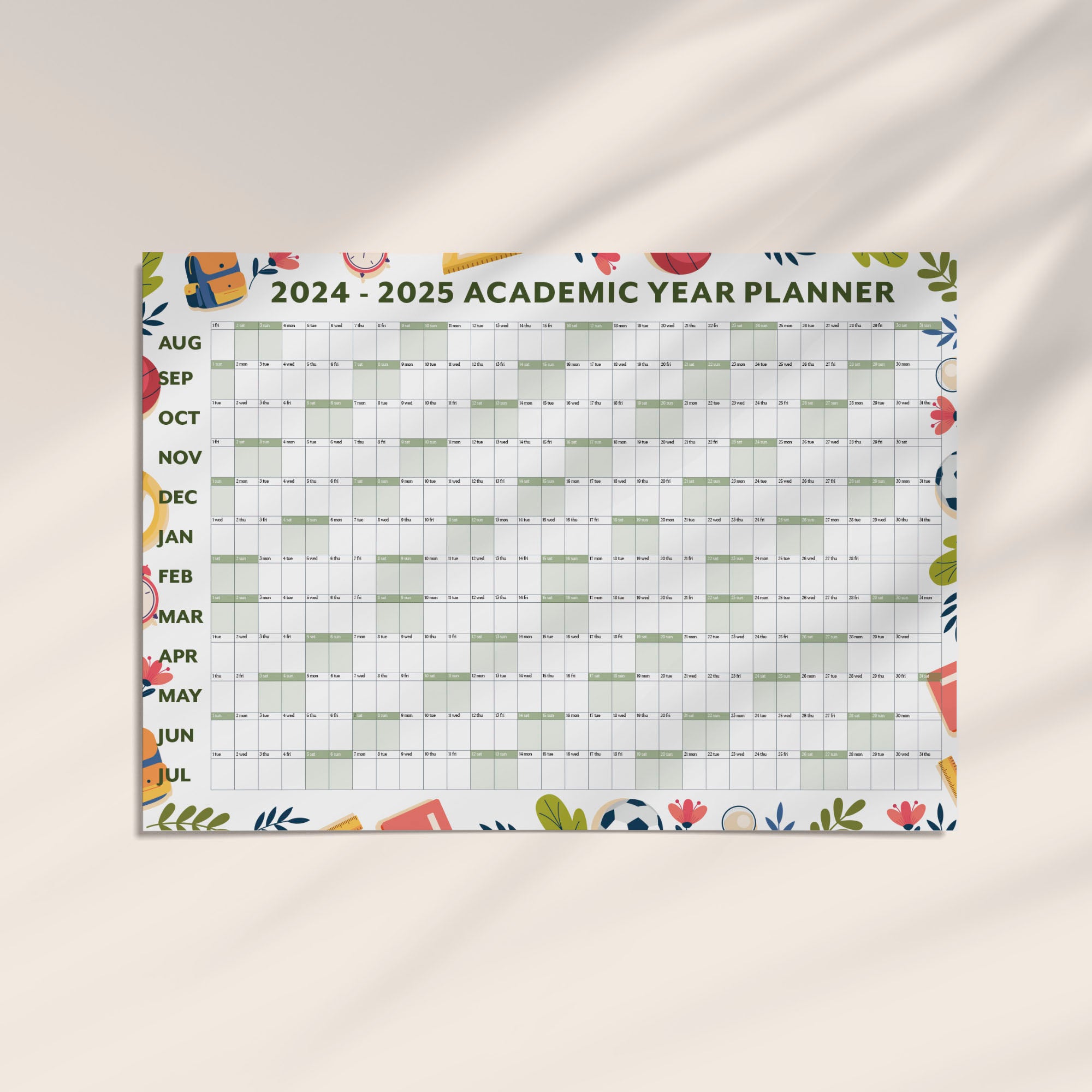 Academic Year Wall Calendar - 2025-2026 - Free UK Delivery – Smart ...