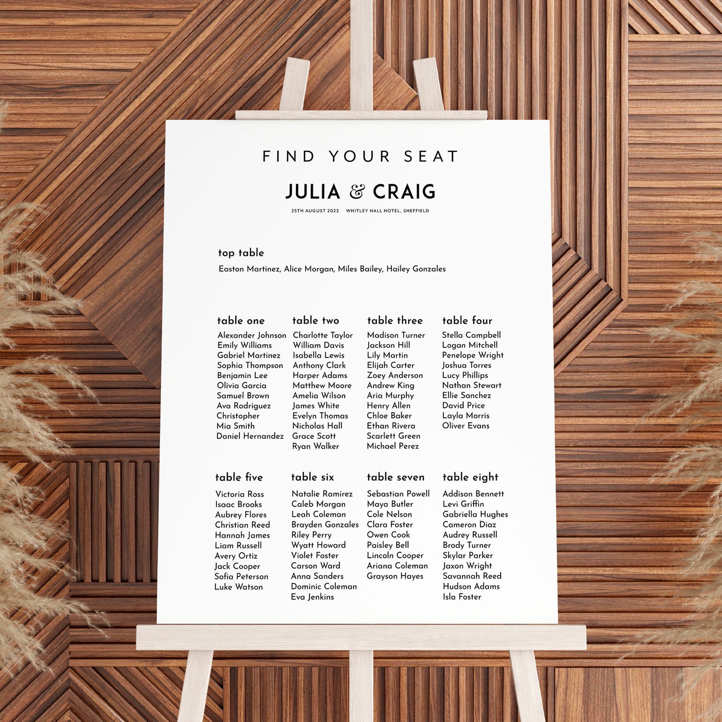 Modern Wedding Table Plan – Smart Party Shop
