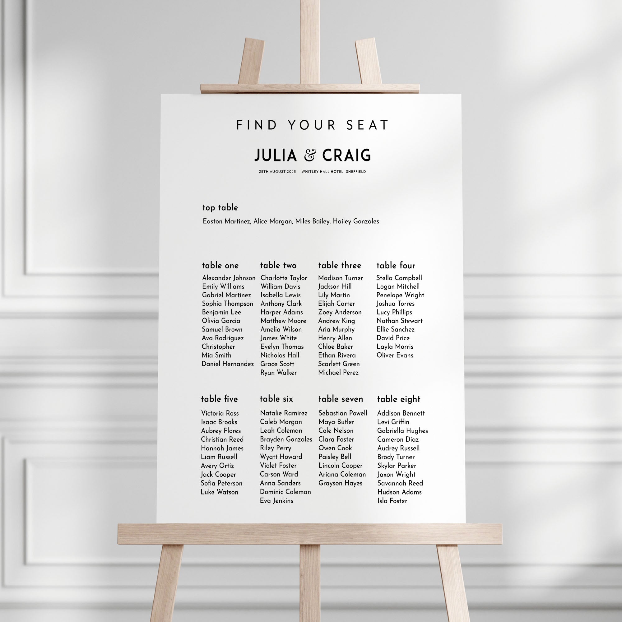 Modern Wedding Table Plan – Smart Party Shop