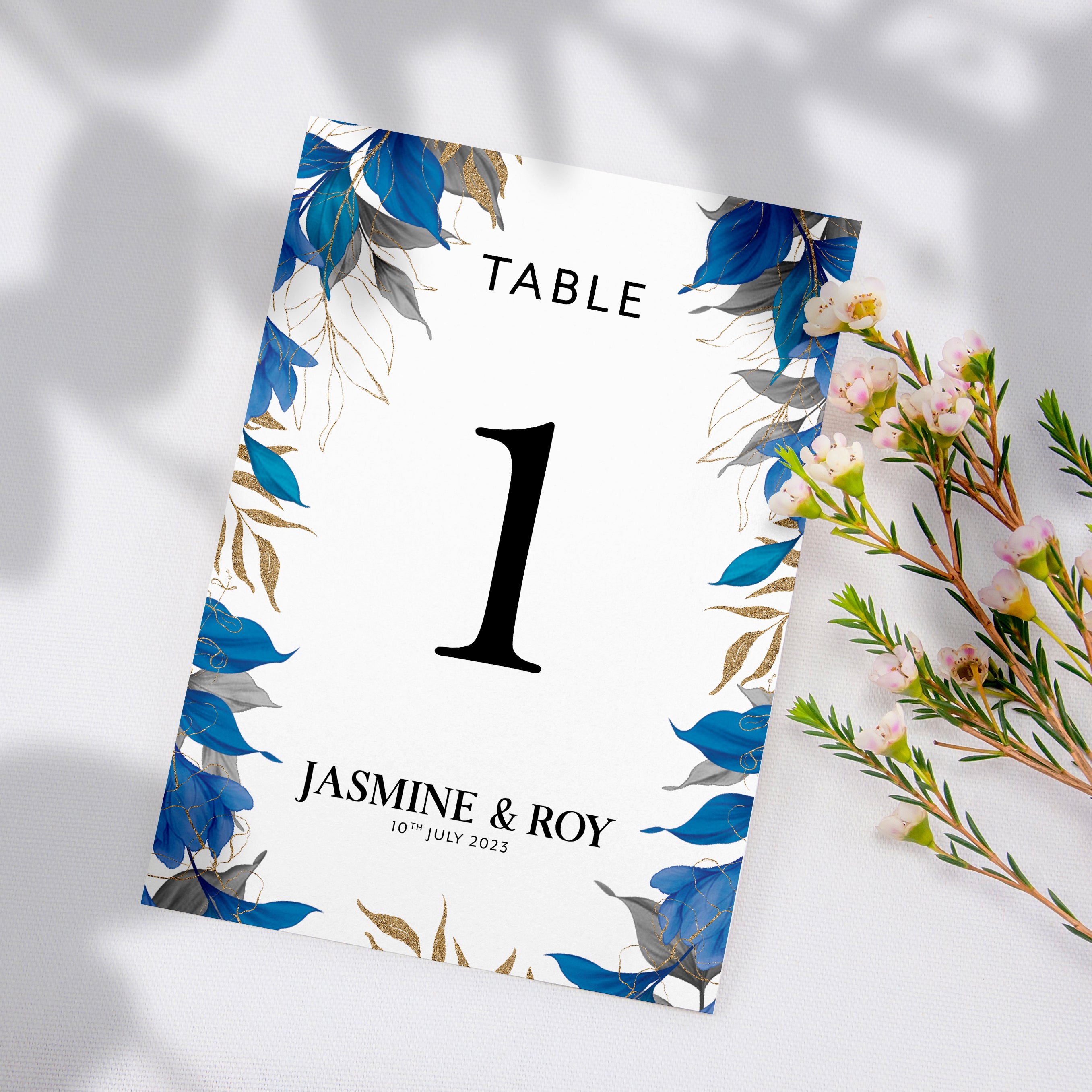 Blue and Grey Wedding Table Number Cards – Smart Party Shop