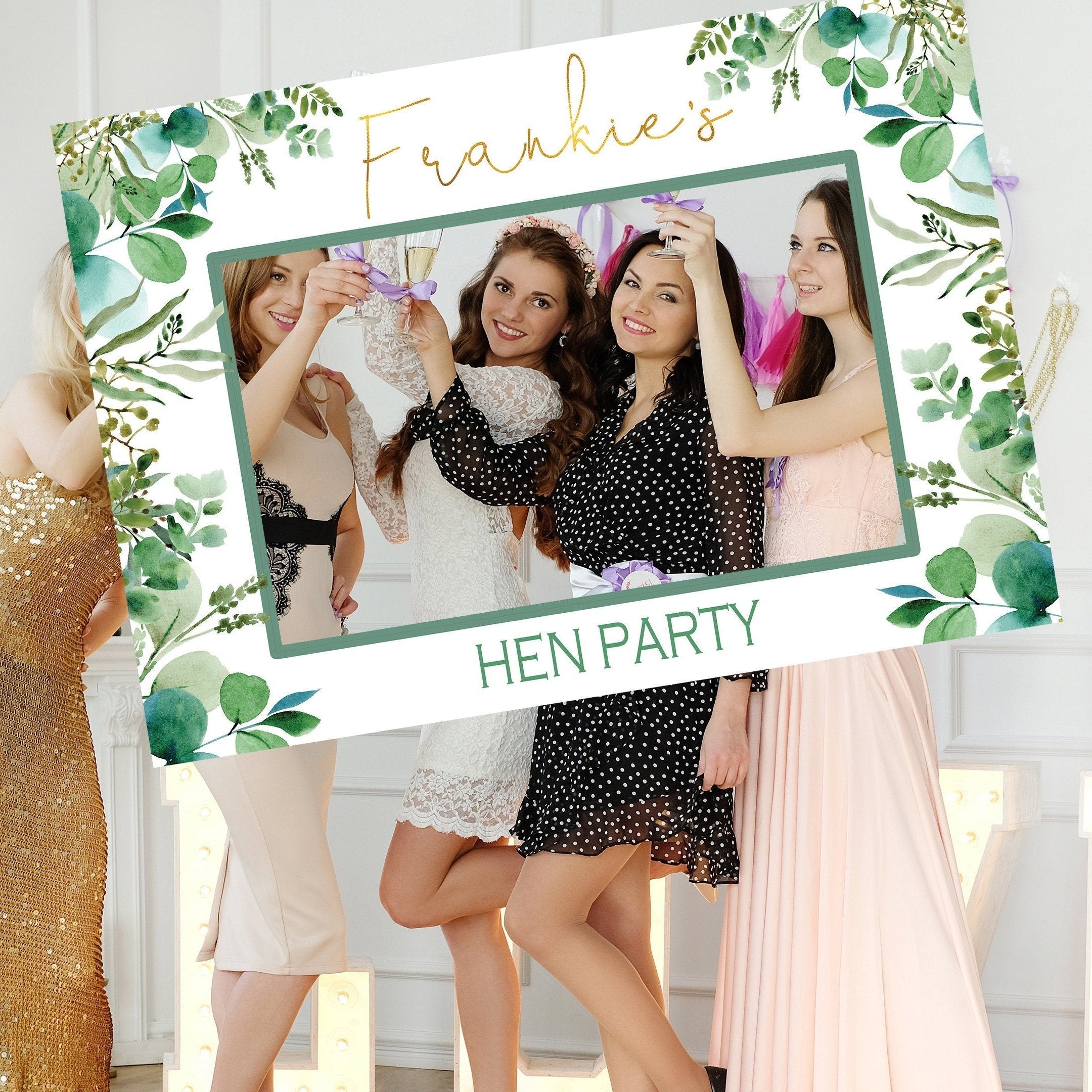 Greenery Hen Party Selfie Frame, Hen Party Photo Booth – Smart Party Shop