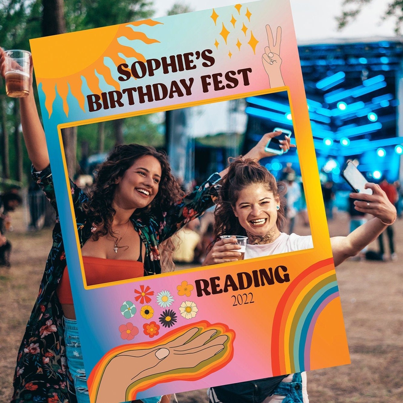 Festival Birthday Selfie Frame, Summer Festival Photobooth Frame ...