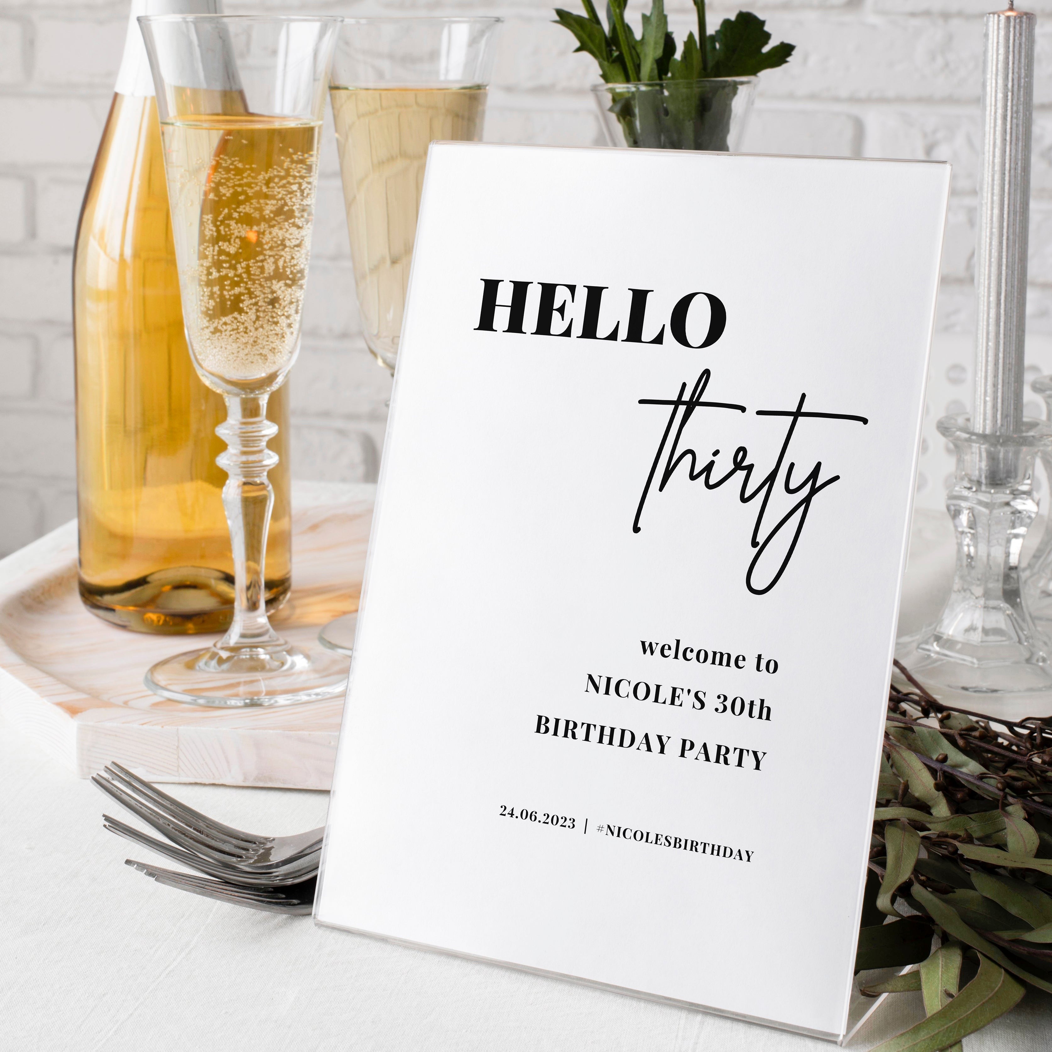 Hello Thirty Birthday Party Sign – Smart Party Shop