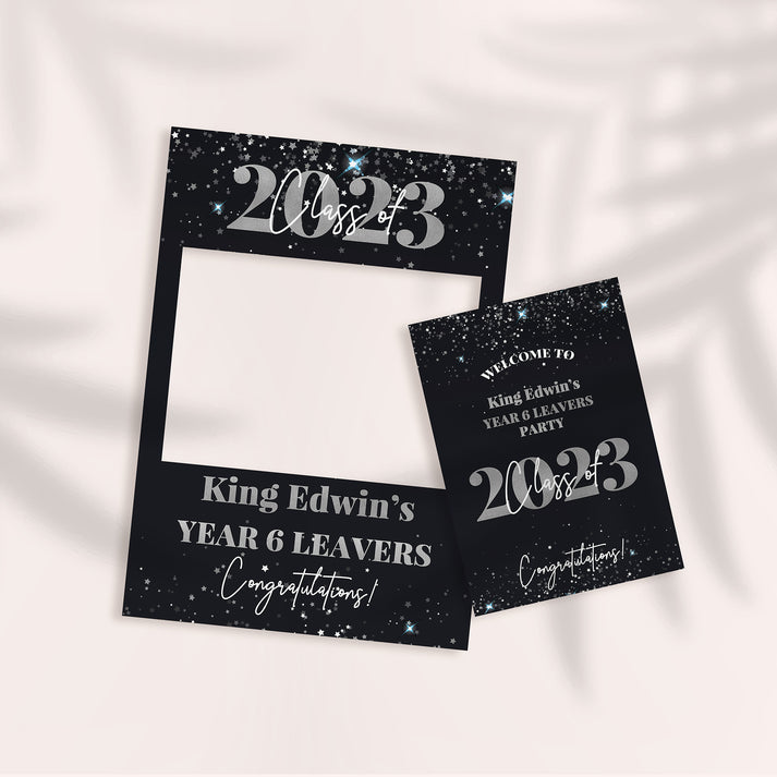 Black and Silver School Leavers Party Selfie Frame – Smart Party Shop