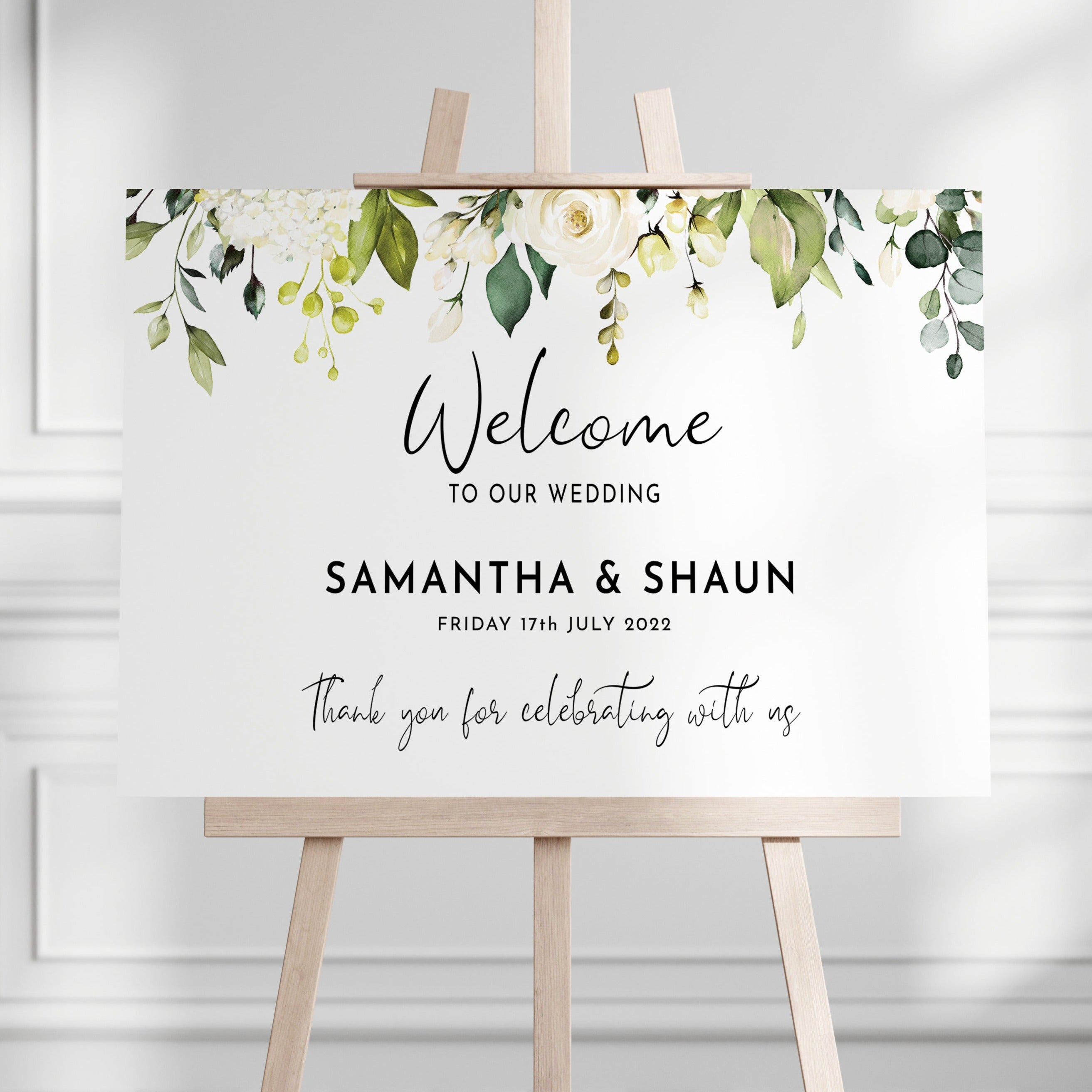 White Rose Wedding Welcome Sign – Smart Party Shop