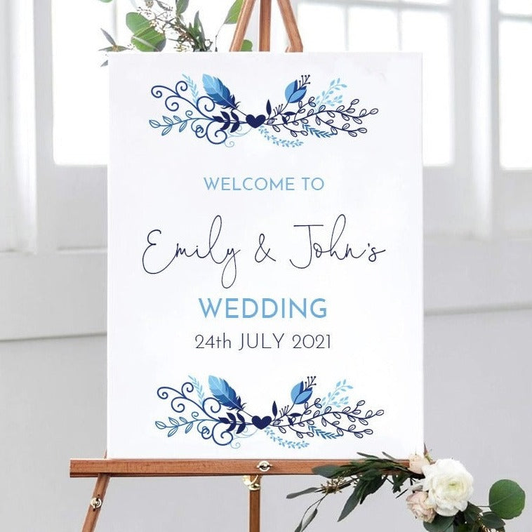 Classic Blue Wedding Welcome Sign – Smart Party Shop