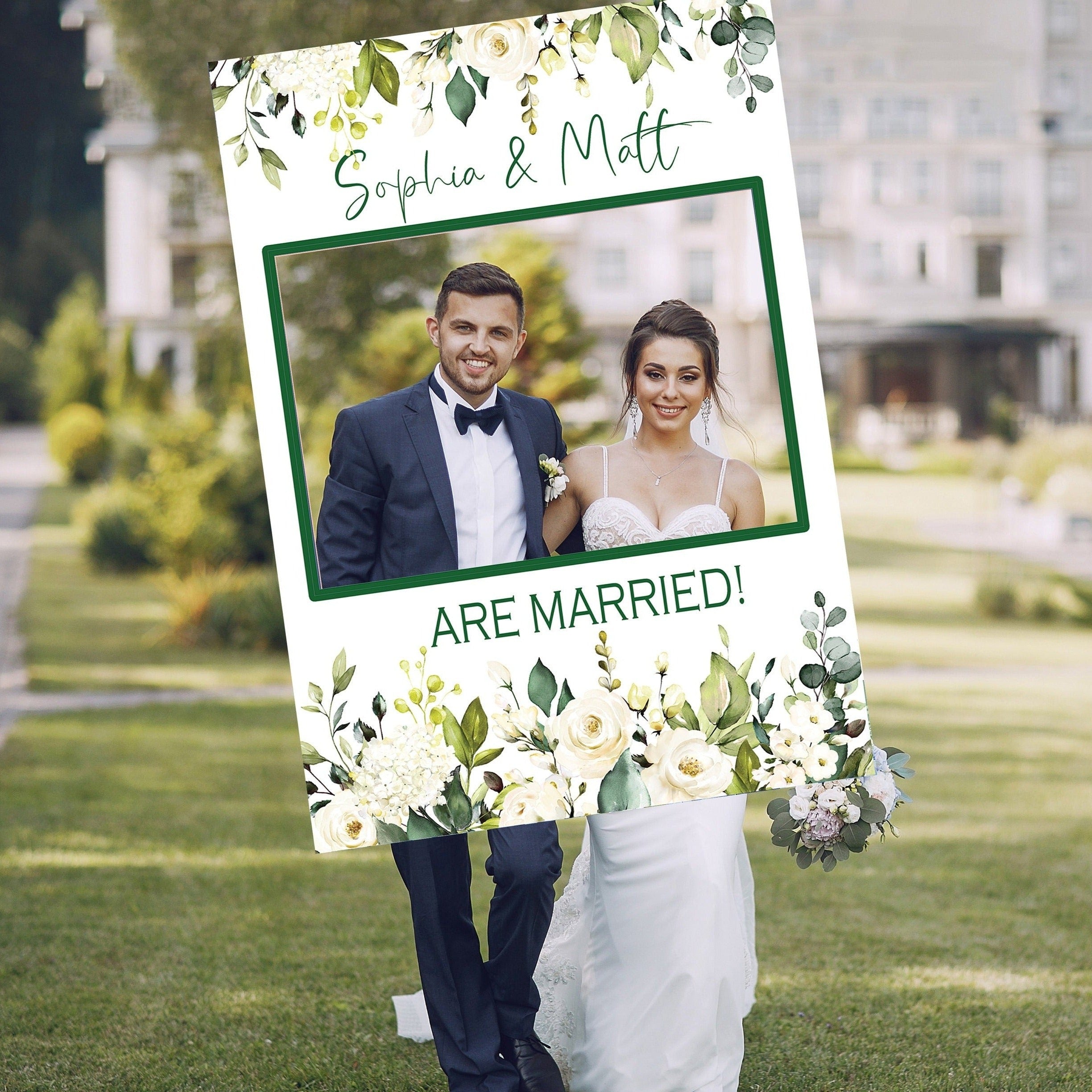 White Rose Floral Wedding Selfie Frame – Smart Party Shop