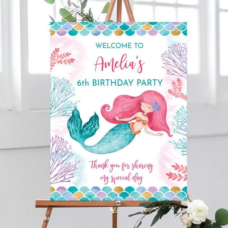 Mermaid Birthday Party Welcome Sign – Smart Party Shop