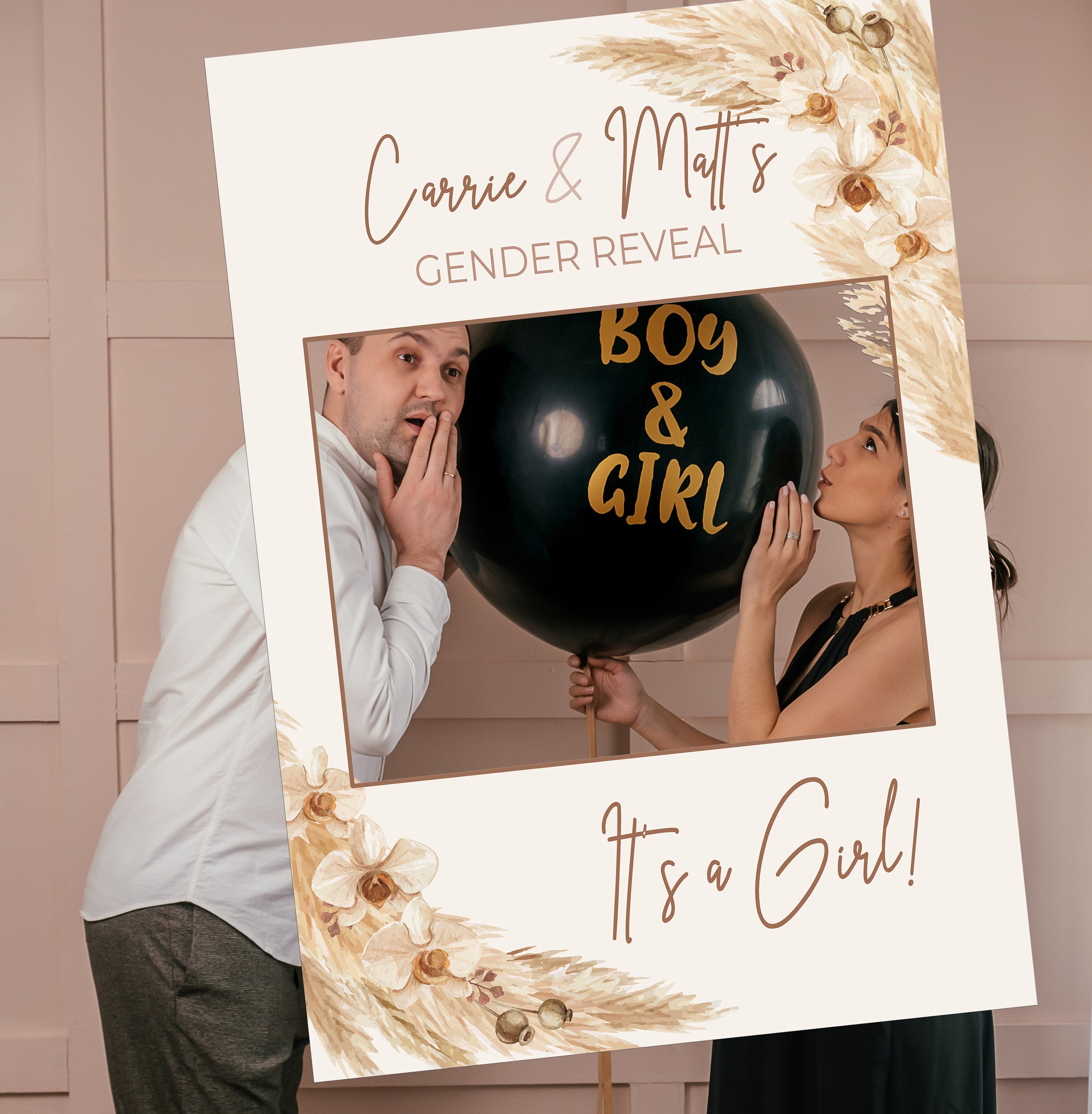 Pampas Boho Baby Gender Reveal Selfie Frame – Smart Party Shop