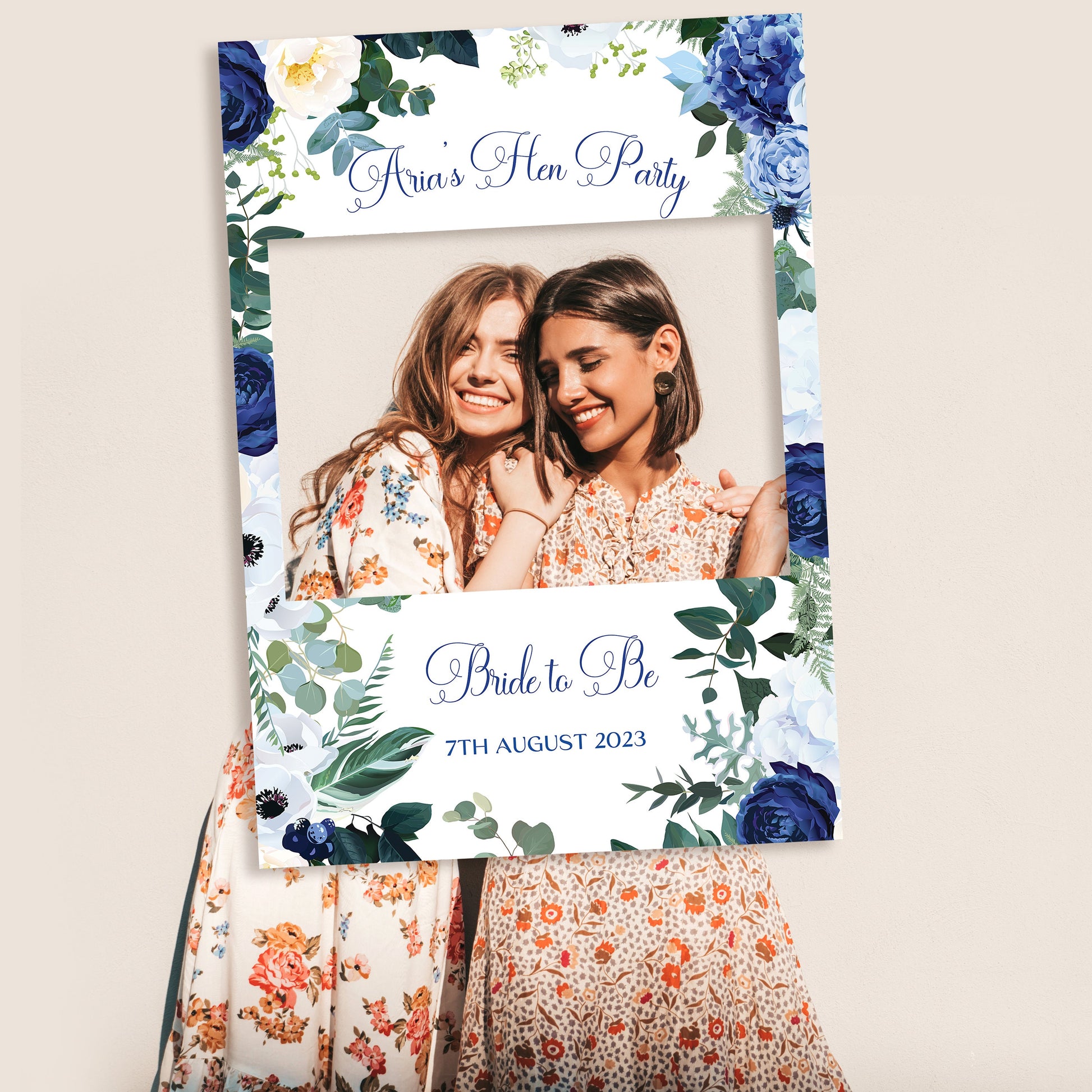 Navy Blue Floral Hen Party Selfie Frame and Party Sign – Smart Party Shop