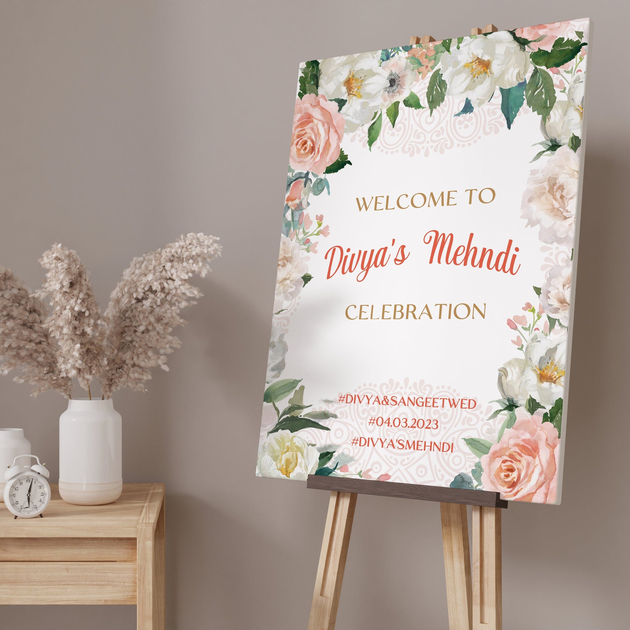 Floral Mehndi Night Sign – Smart Party Shop