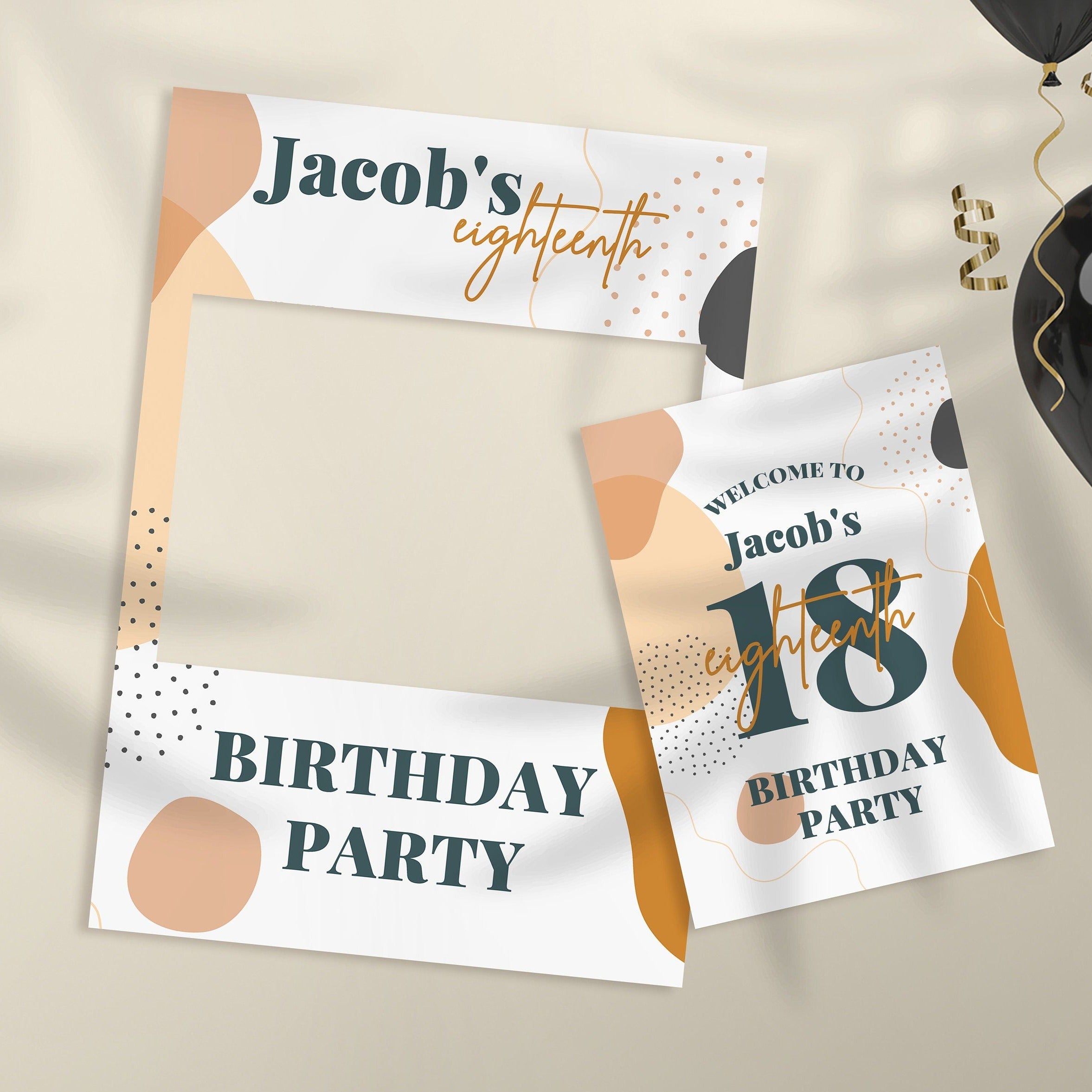 Abstract Birthday Party Selfie Frame and Welcome Sign – Smart Party Shop