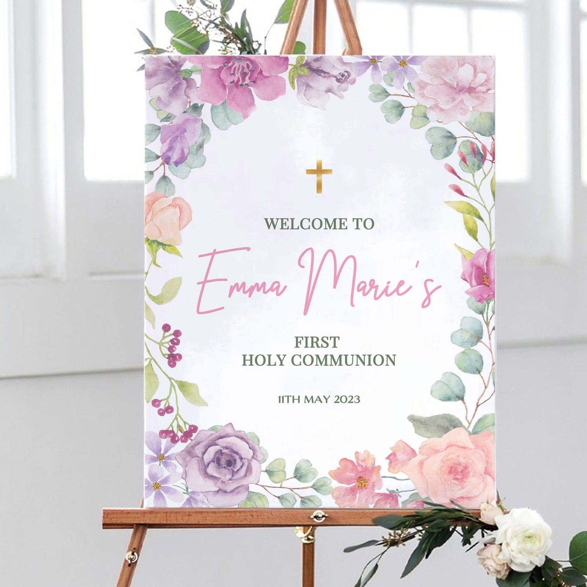 Pink Pastel 1st Holy Communion Welcome Sign – Smart Party Shop