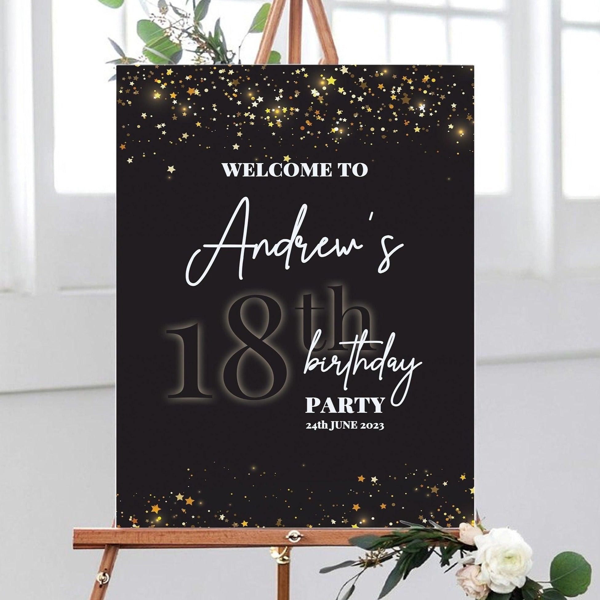 Black and Gold Birthday Party Welcome Sign – Smart Party Shop