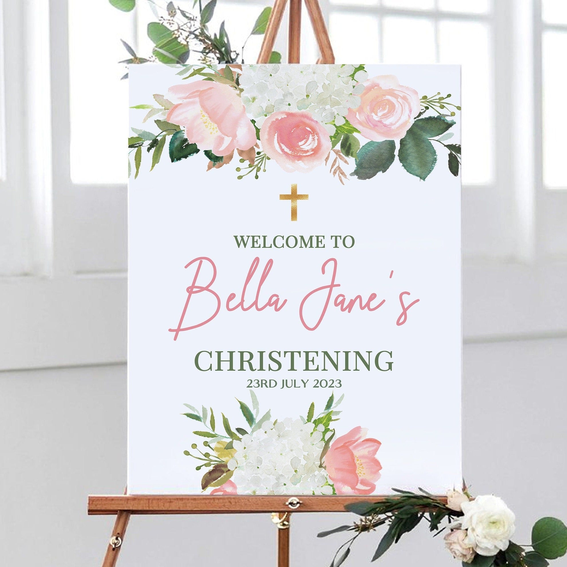 Blush Pink Christening Welcome Sign – Smart Party Shop