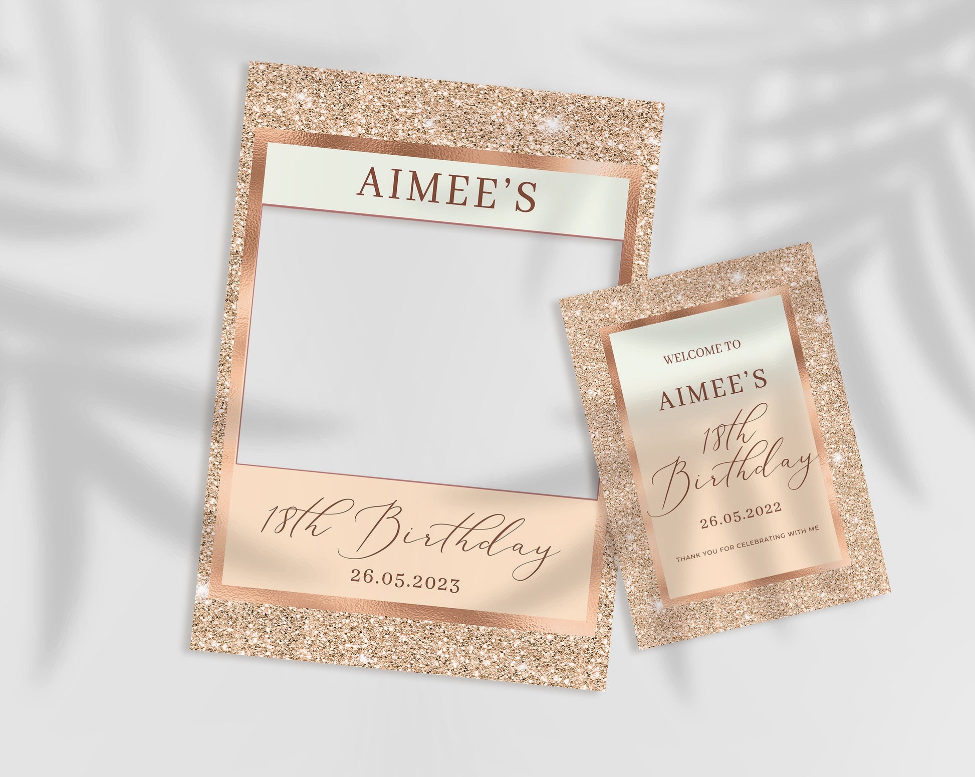 Gold Birthday Selfie Frame and Matching Party Sign – Smart Party Shop