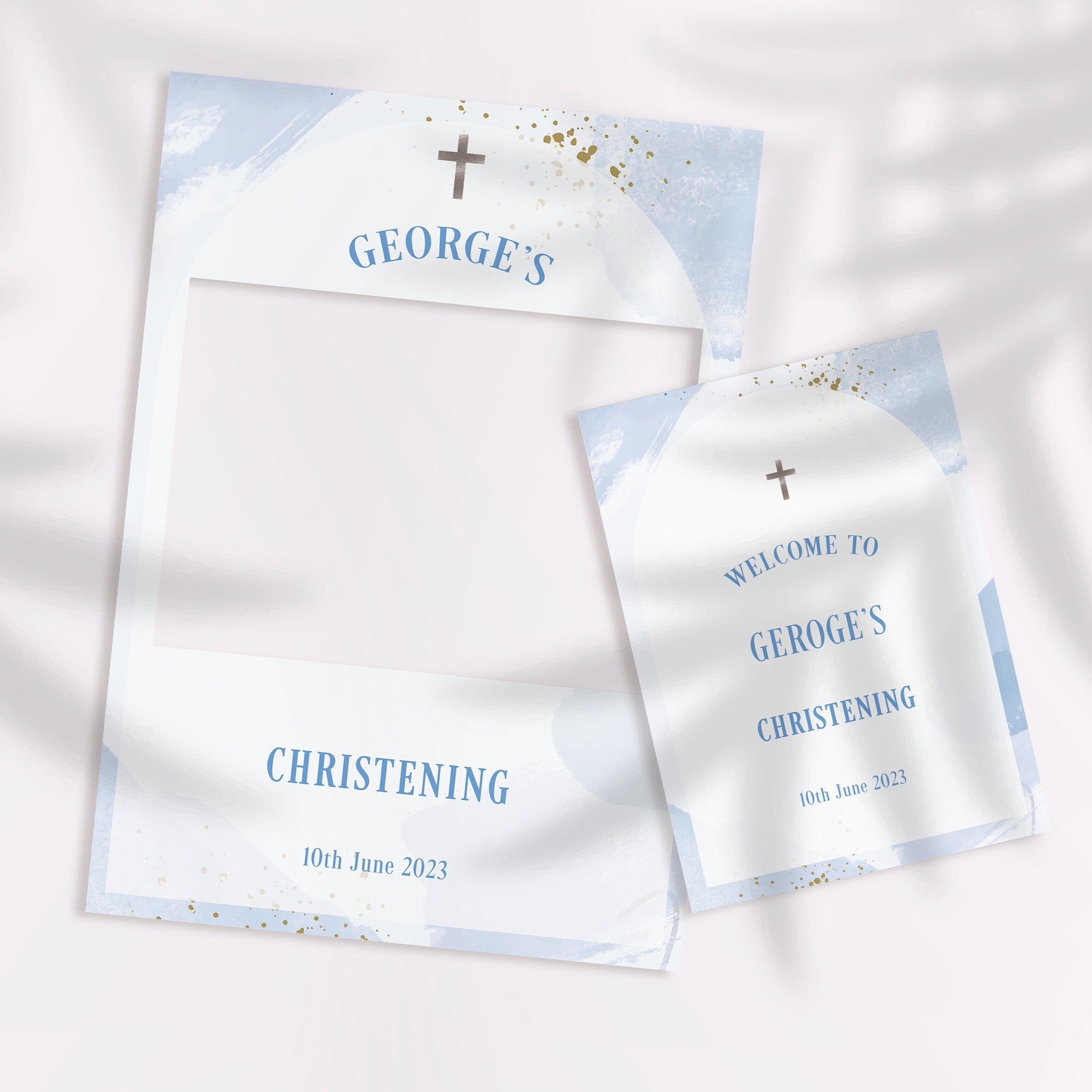 Light Blue Christening Selfie Frame & Christening Welcome Sign – Smart ...