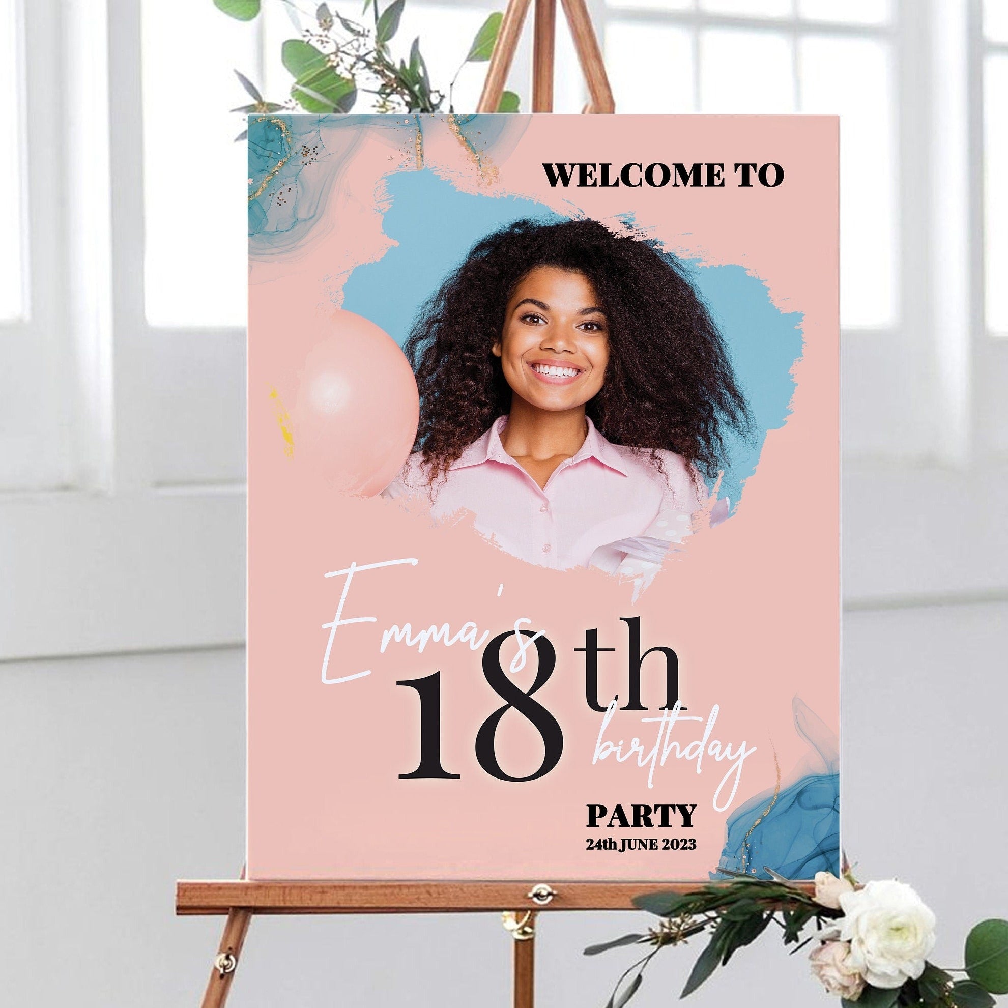Personalised 18th Birthday Party Welcome Sign with Photo – Smart Party Shop
