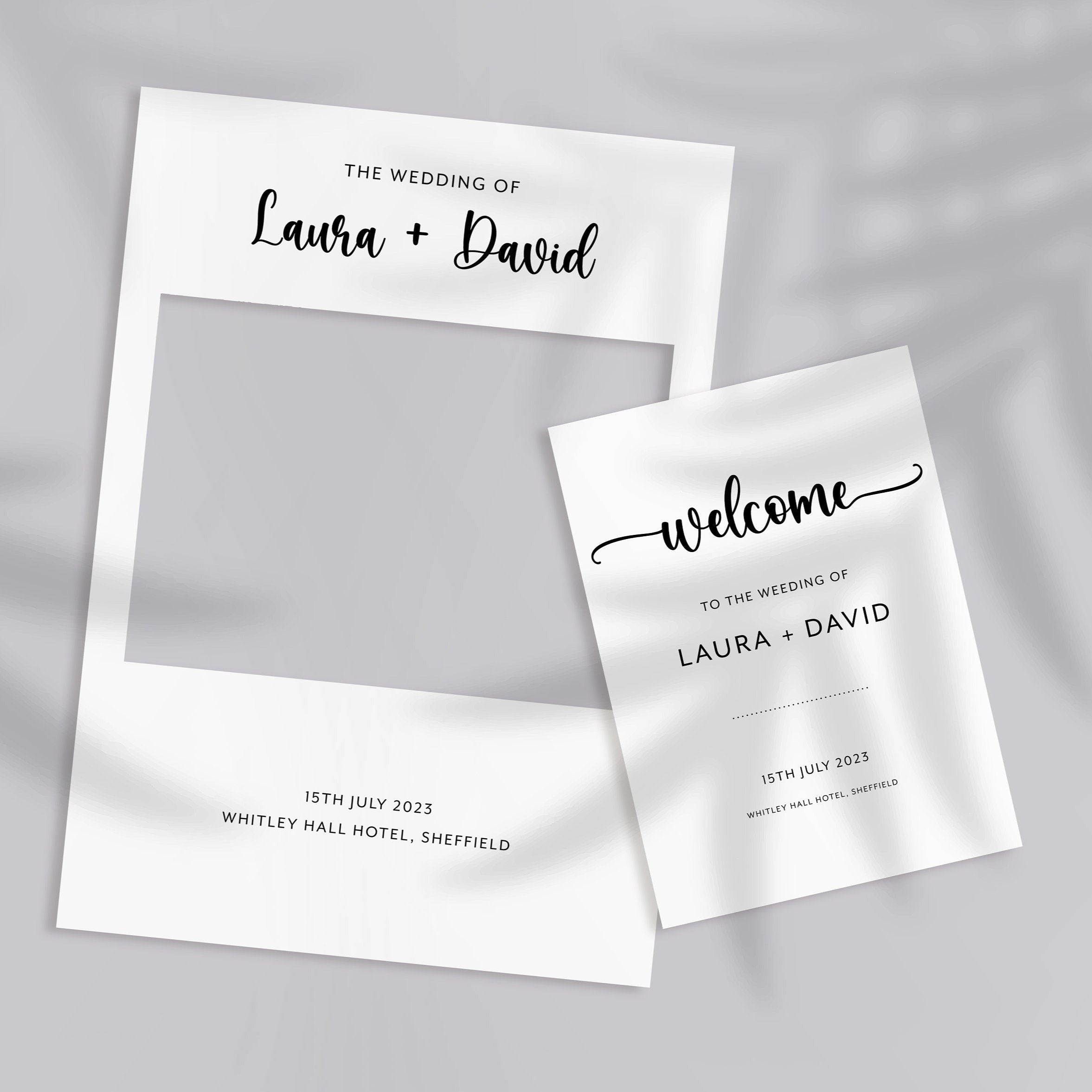 Monochrome Wedding Selfie Frame and Matching Welcome Sign – Smart Party ...