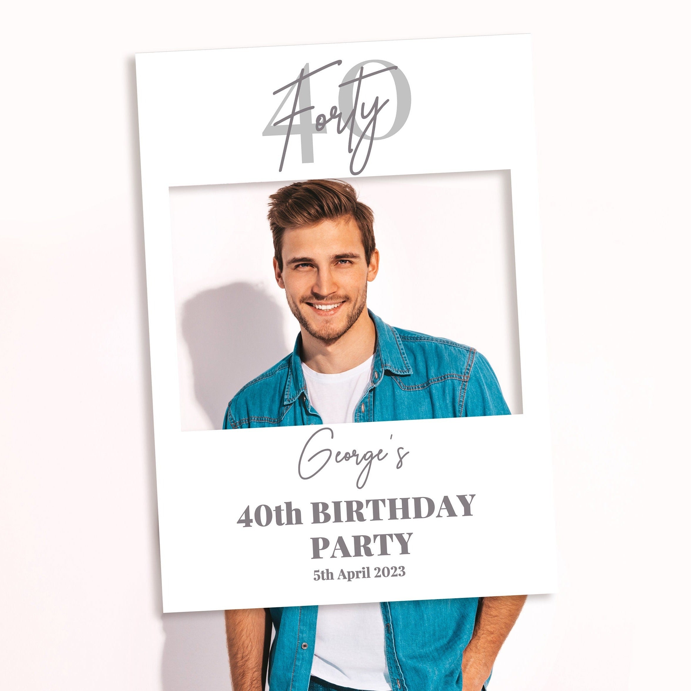 Grey and White 40th Birthday Party Selfie Frame and Party Sign – Smart ...