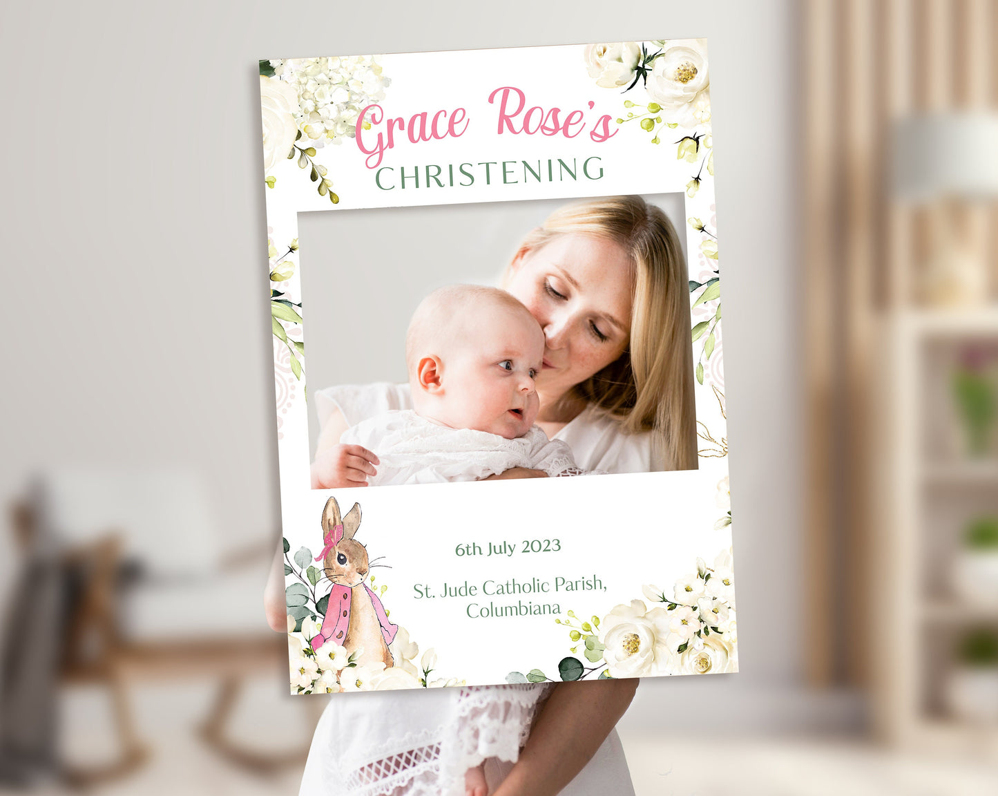 Girl's Peter Rabbit Christening Selfie Frame and Welcome Sign – Smart ...