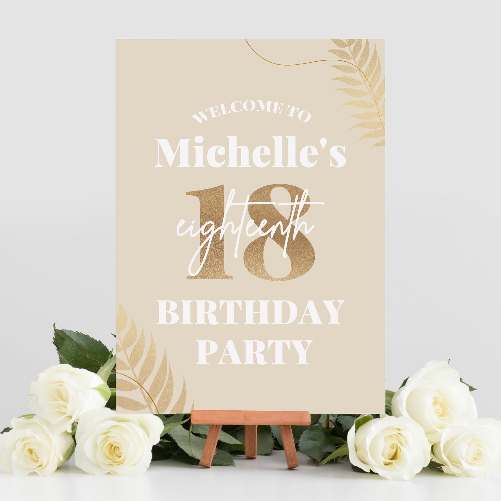 Champagne Gold 18th Birthday Party Selfie Frame & Welcome Sign – Smart ...