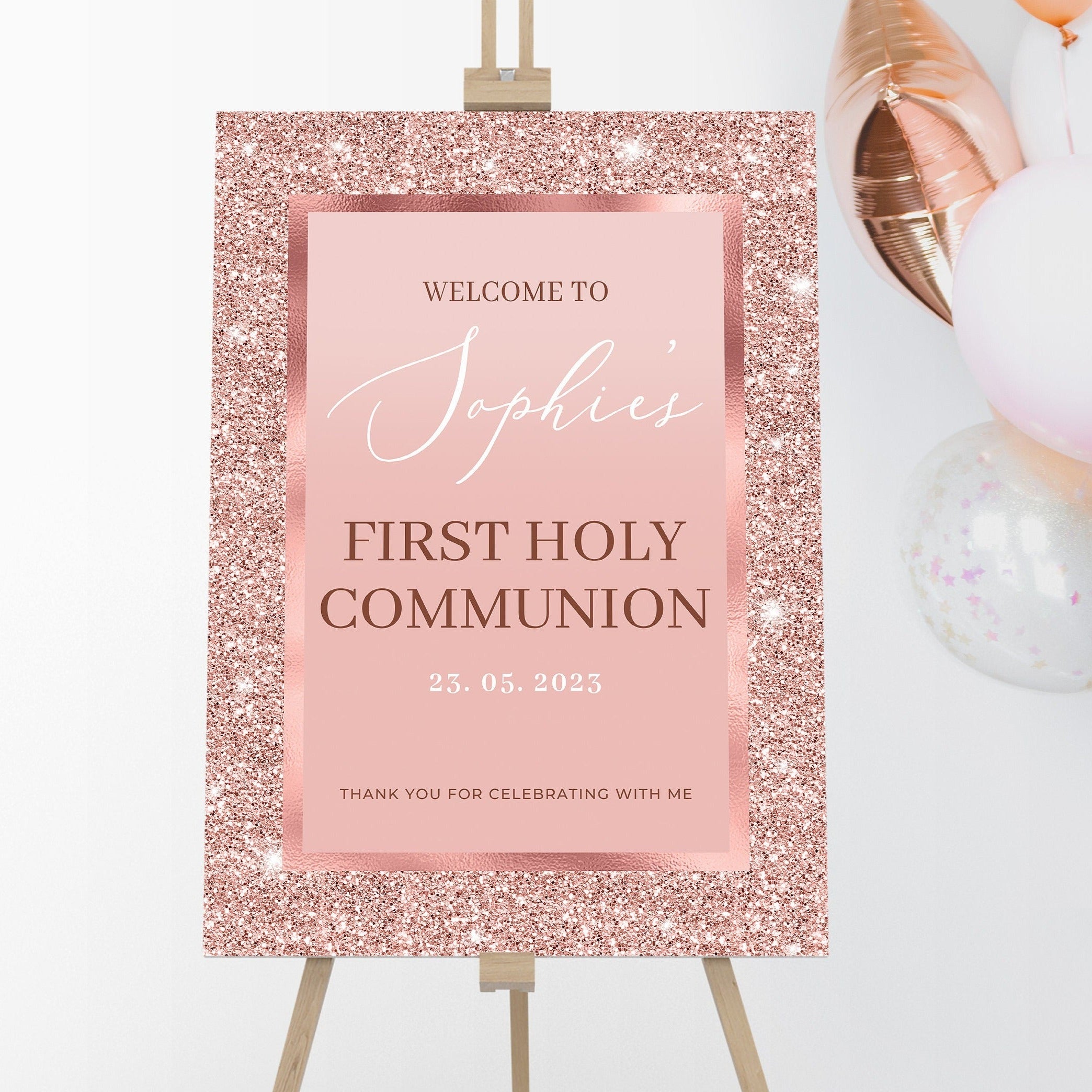 Rose Gold First Holy Communion Sign – Smart Party Shop