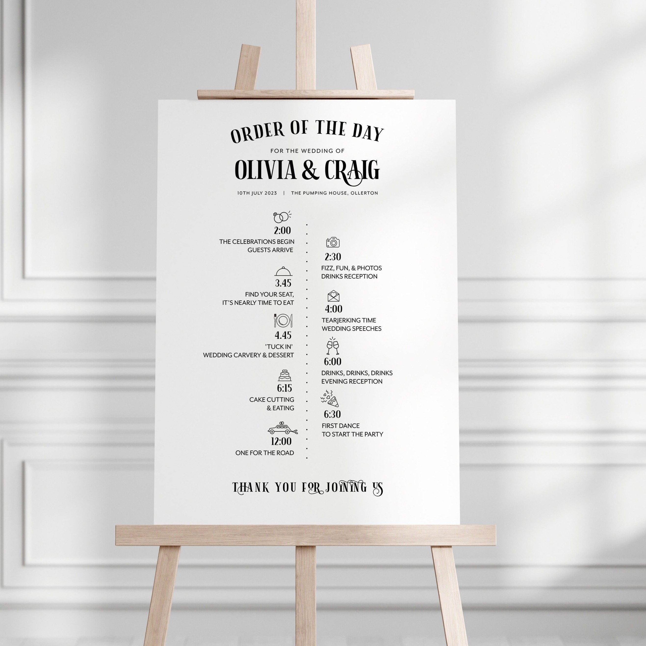Black & White Minimalist Timeline Sign – Smart Party Shop
