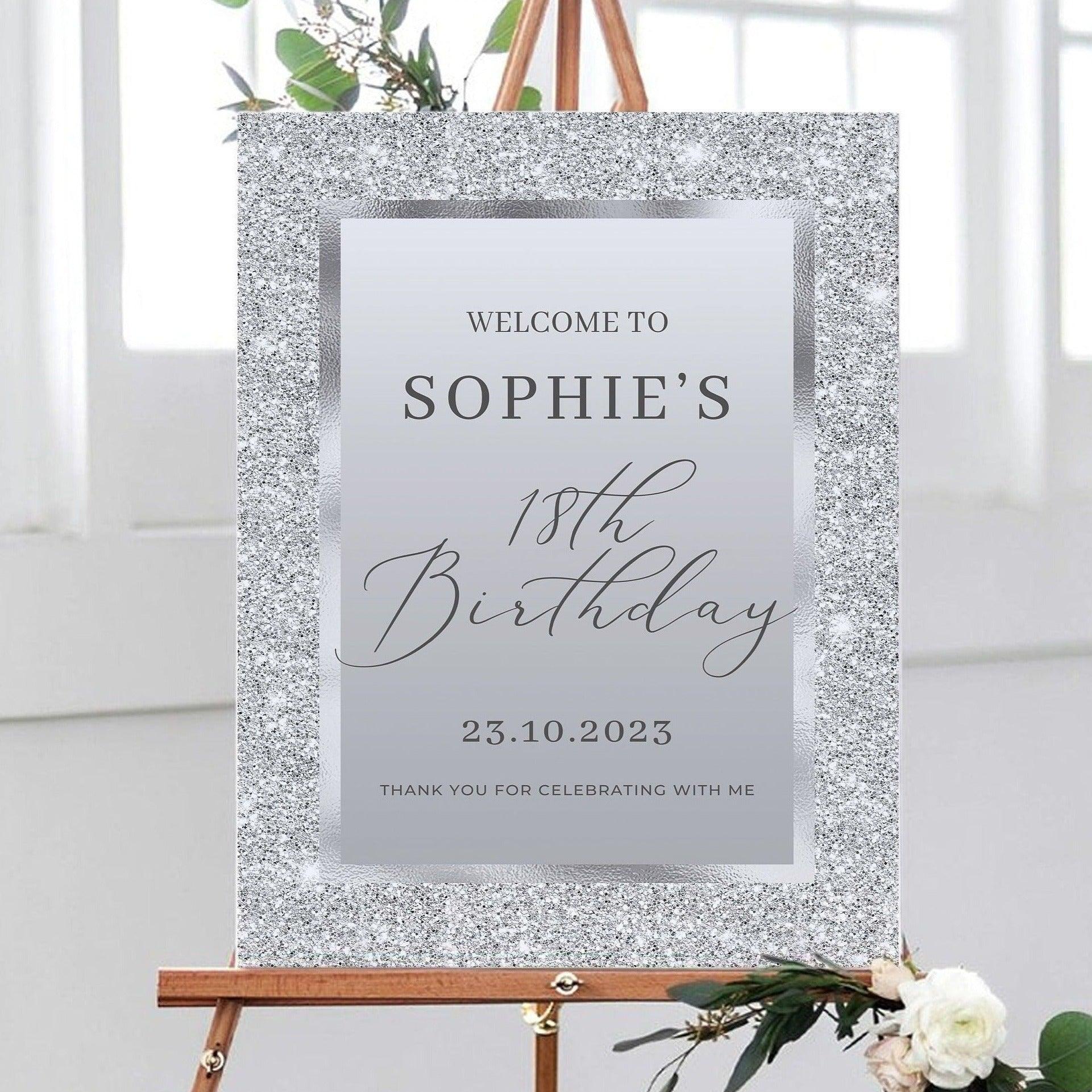 Silver Birthday Party Welcome Sign – Smart Party Shop