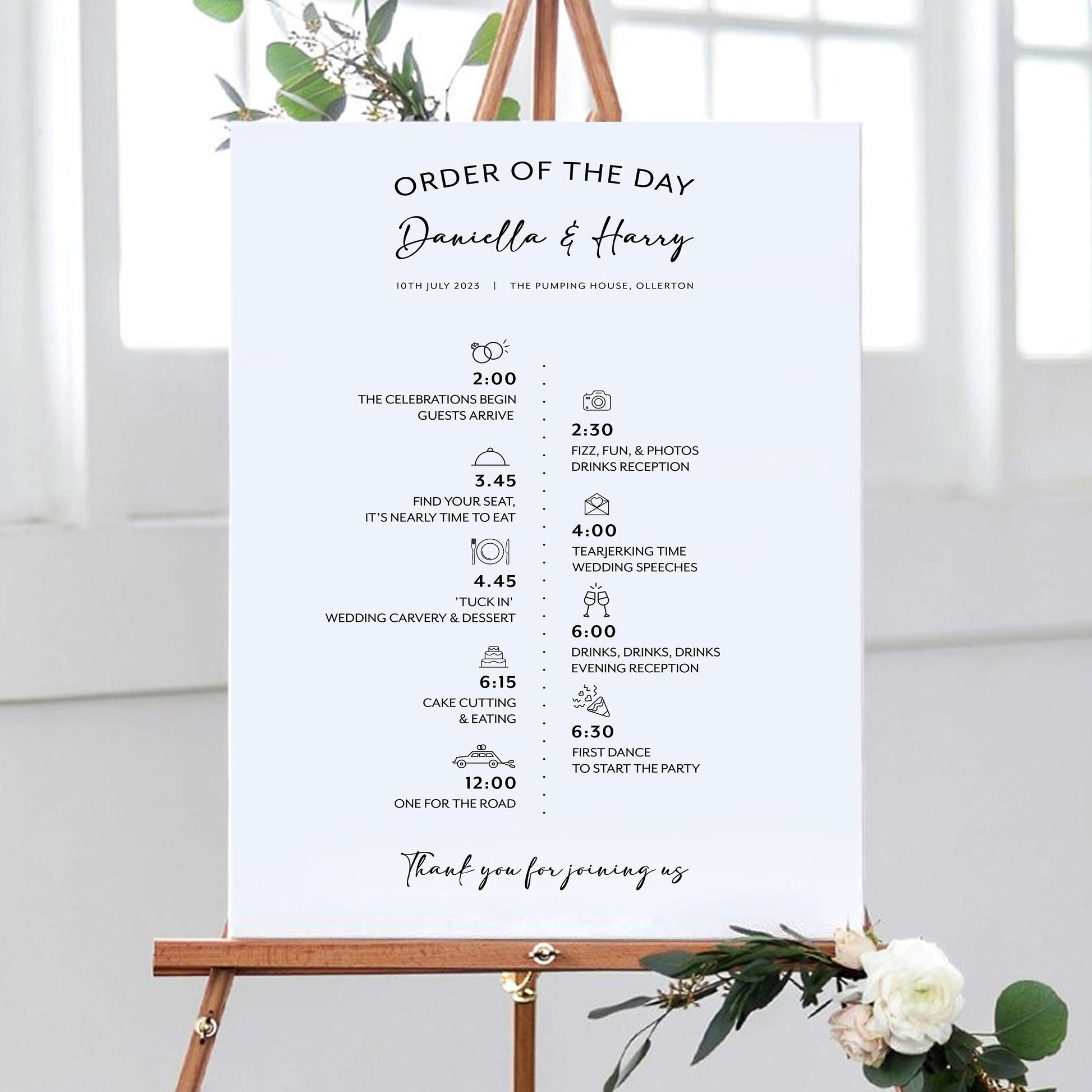 Wedding Order of Events Sign – Smart Party Shop