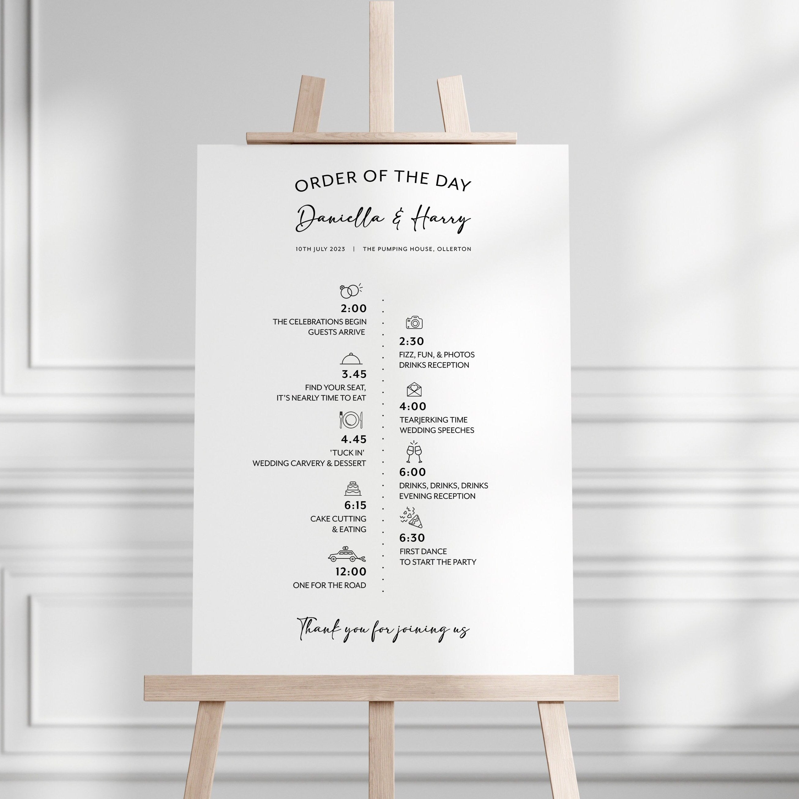 Wedding Order of Events Sign – Smart Party Shop